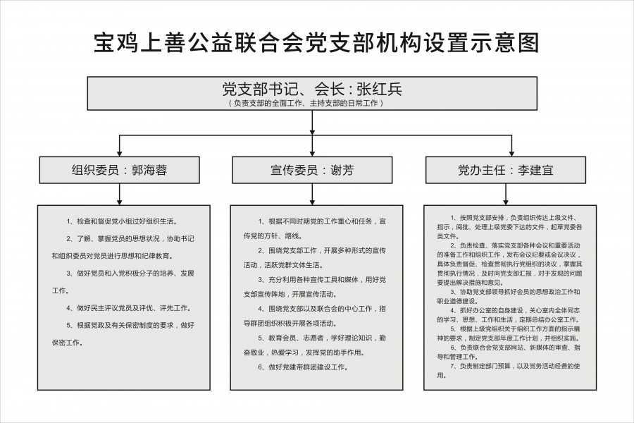 宝鸡上善公益联合会党支部机构设置示意图党建宝鸡上善公益联合会